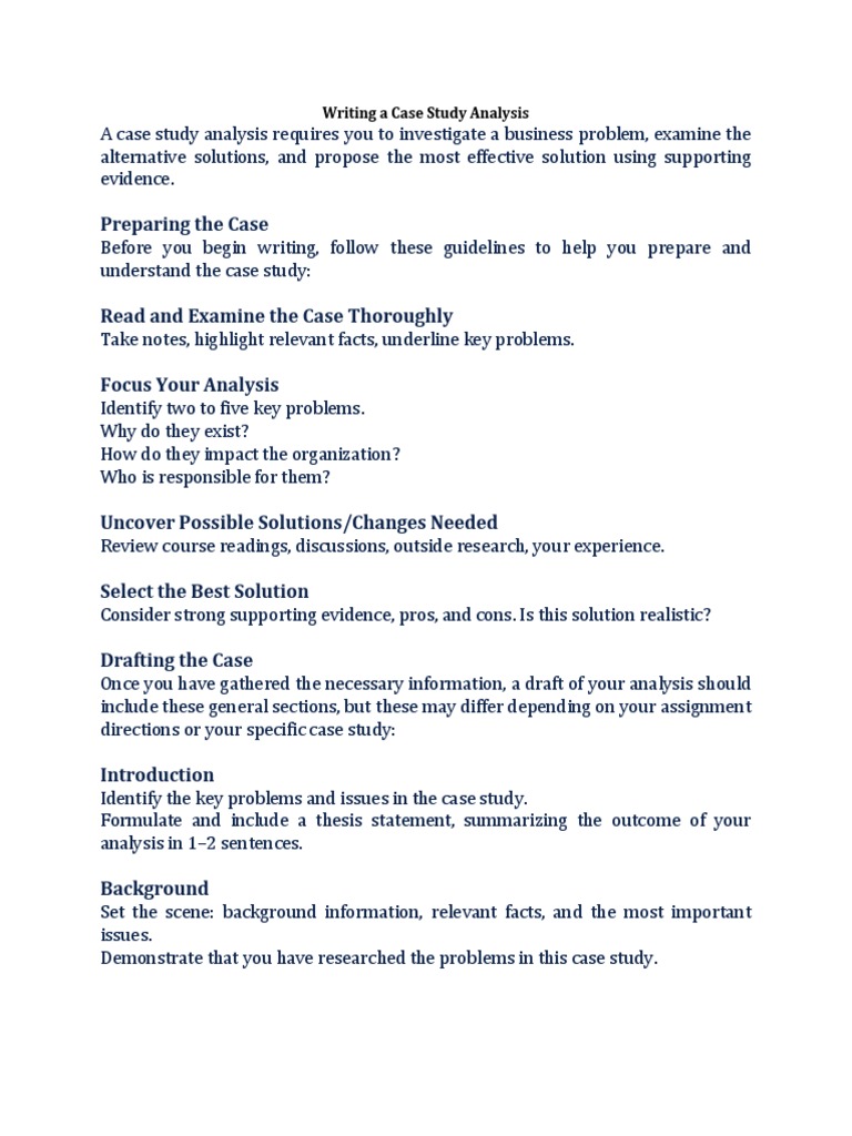 Writing a Case Analysis | PDF | Thesis | Evidence
