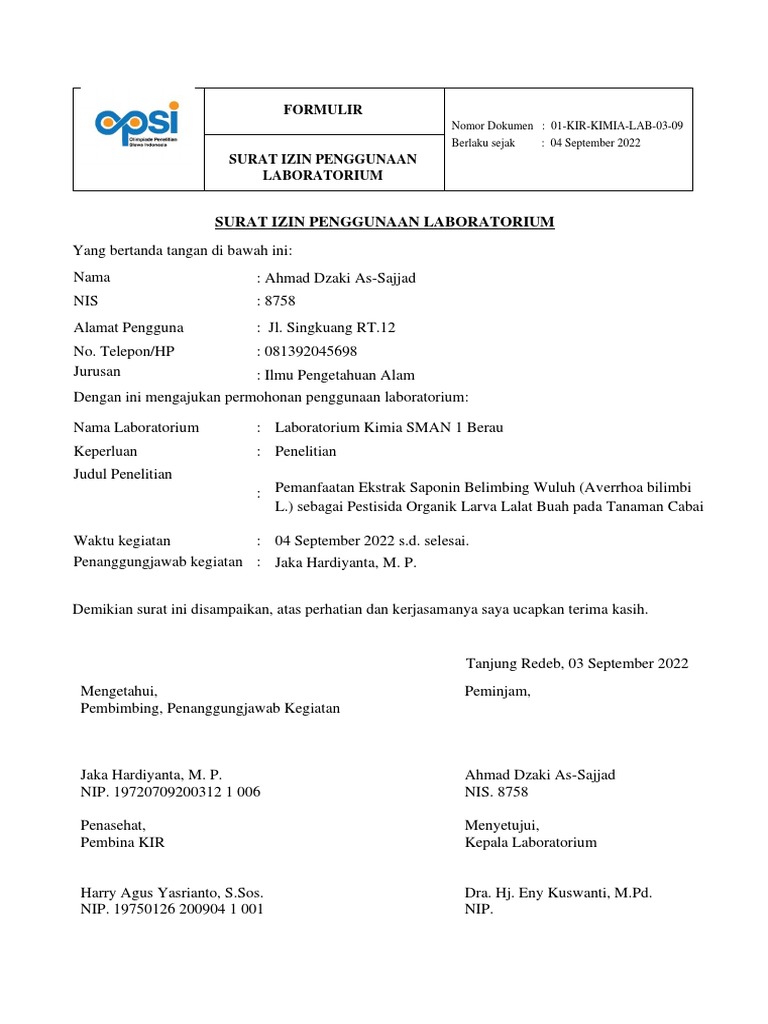 Surat Izin Lab-4 | PDF