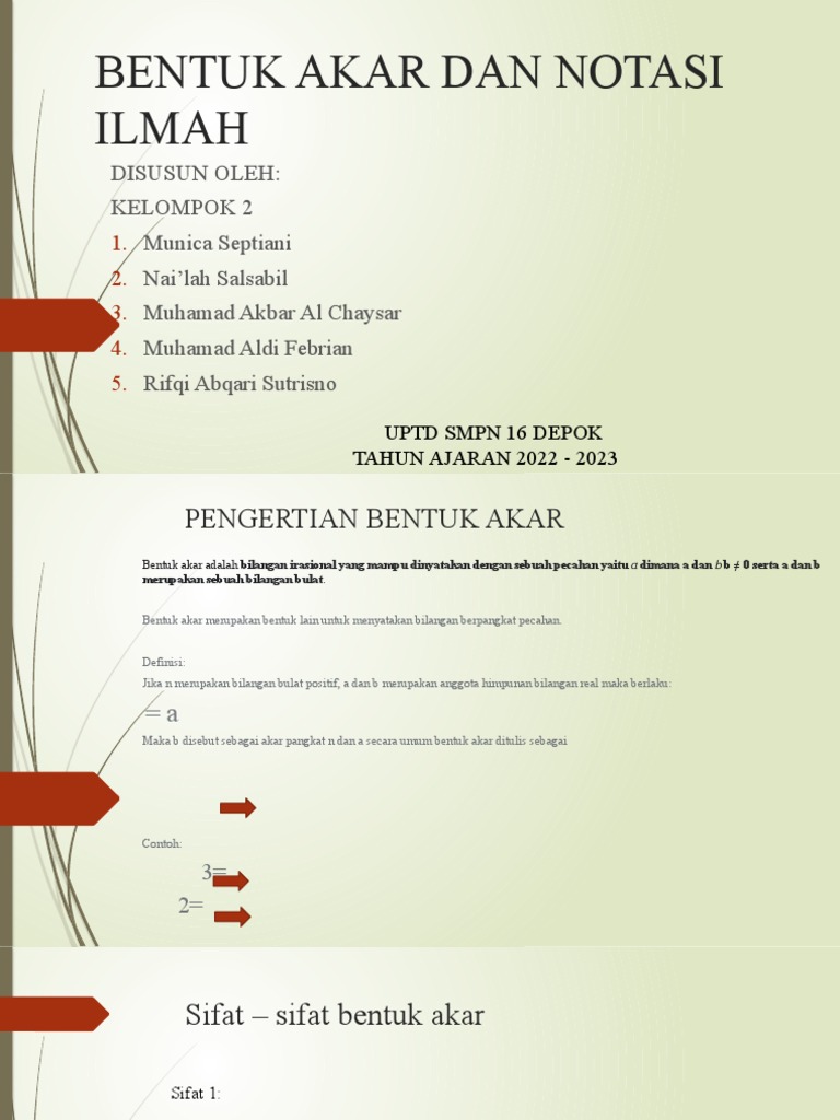 Bentuk Akar Dan Notasi Ilmah | PDF