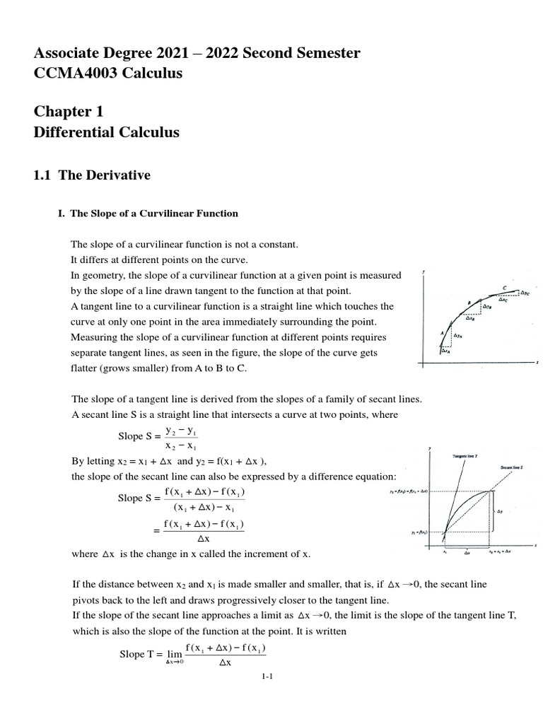 Chapter 1 Differentiation Download Free Pdf Maxima And Minima Slope