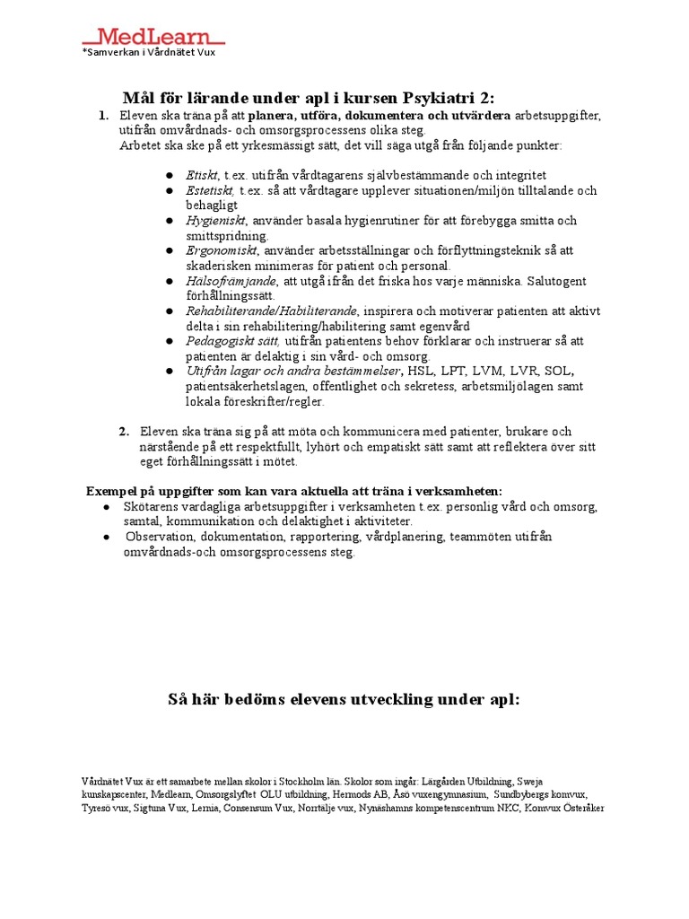 Psykiatri 2 Bedömningsunderlag | PDF