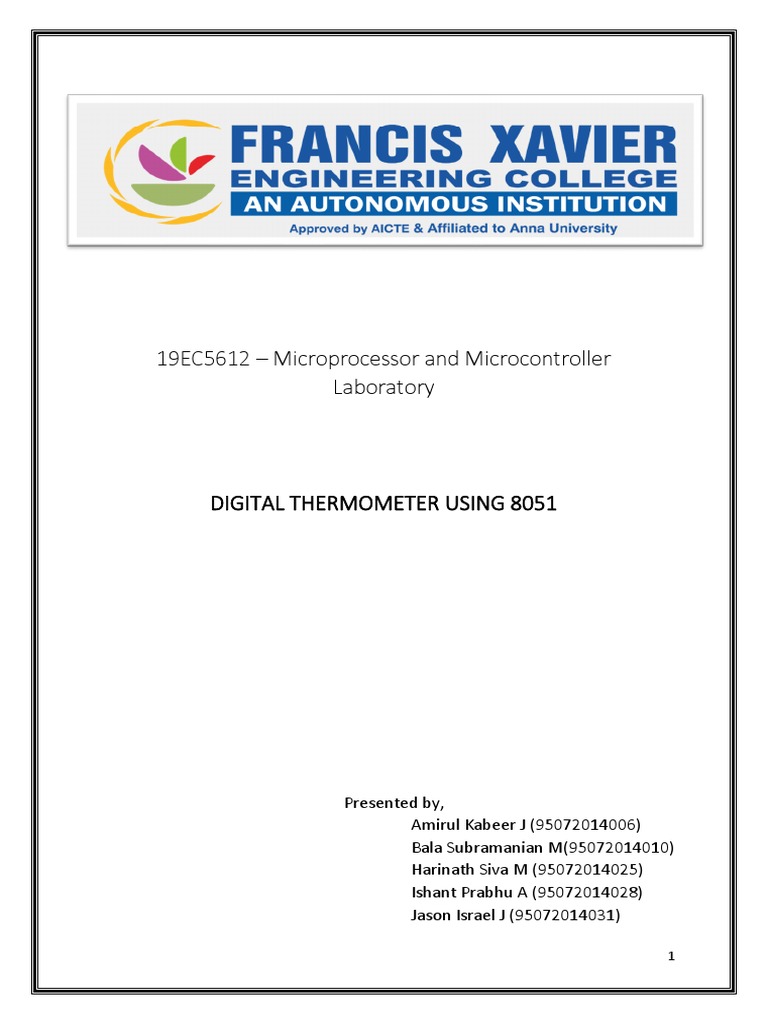 Digital Theromometer Using 8051 | PDF | Analog To Digital Converter ...