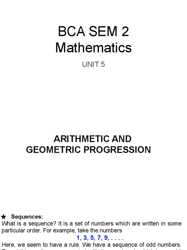 Arithmetic Progression | PDF | Mean | Sequence