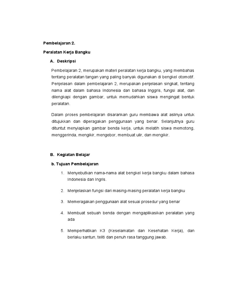 Peralatan Kerja Bangku | PDF