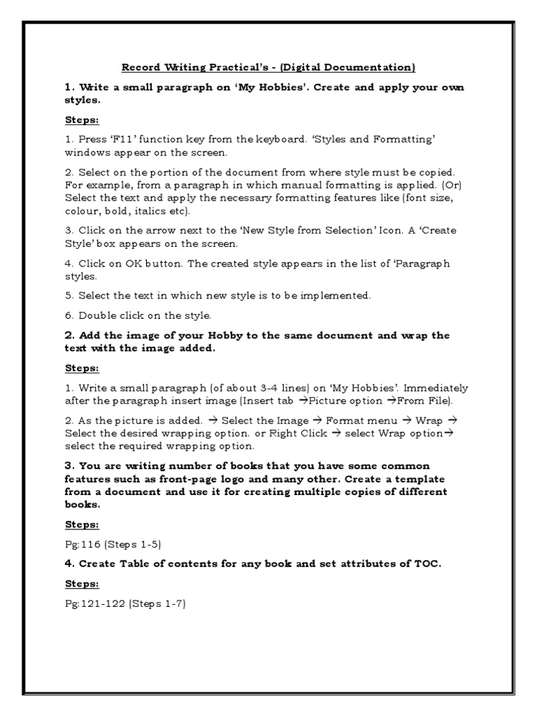 Record Writing - Practicals - Digital Documentation | PDF | Paragraph ...