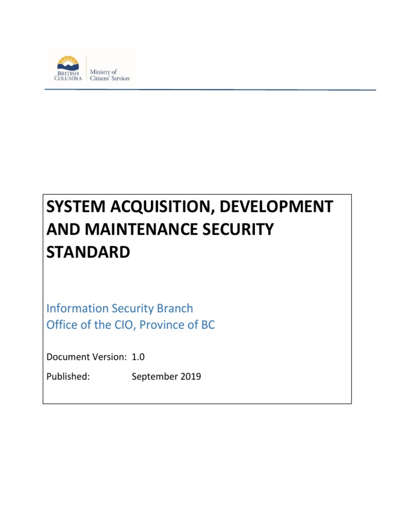 10 System Acquisition Development And Maintenance Security Standard