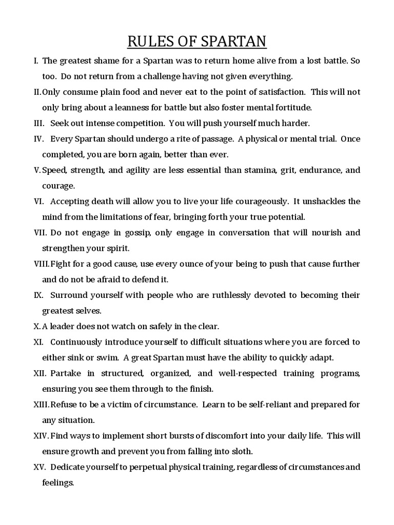 Rules of Spartan | PDF | Wellness