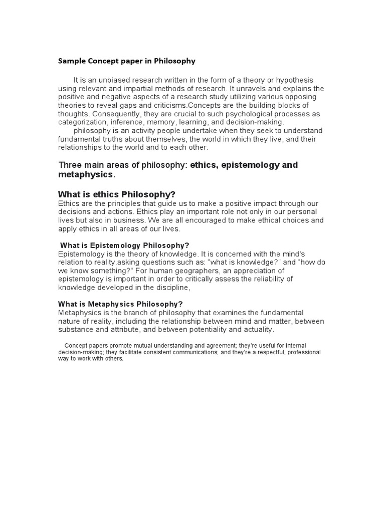 Sample Concept Paper in Philosophy | PDF | Epistemology | Metaphysics