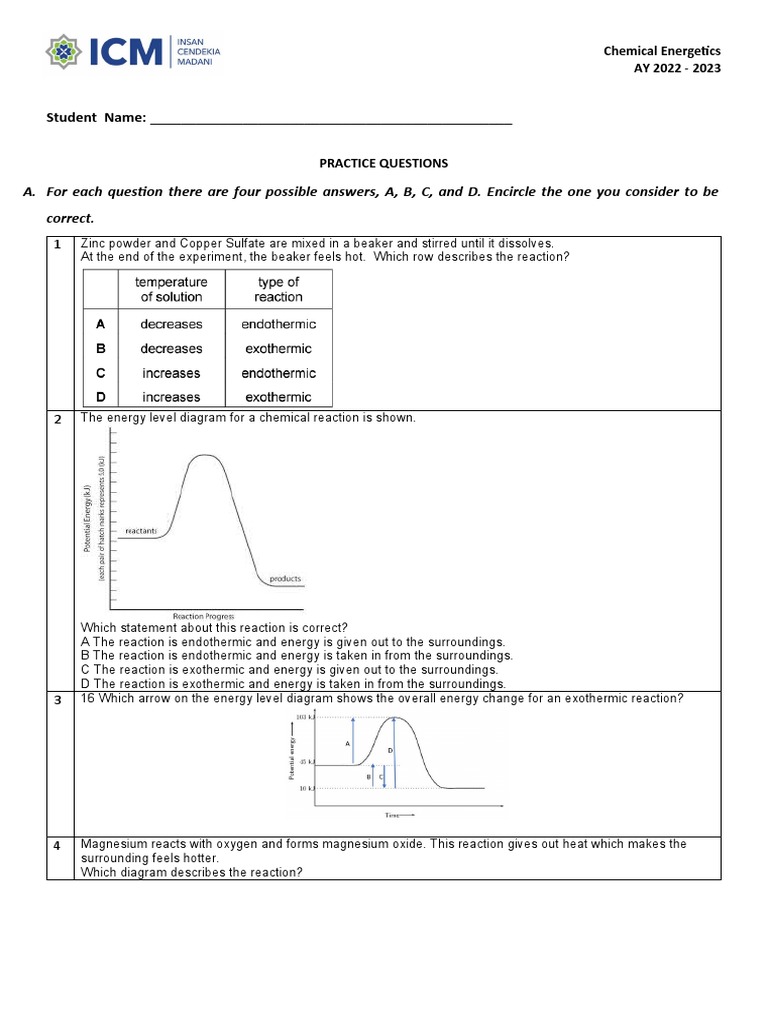 Chemical Energetics Practice Questions | PDF