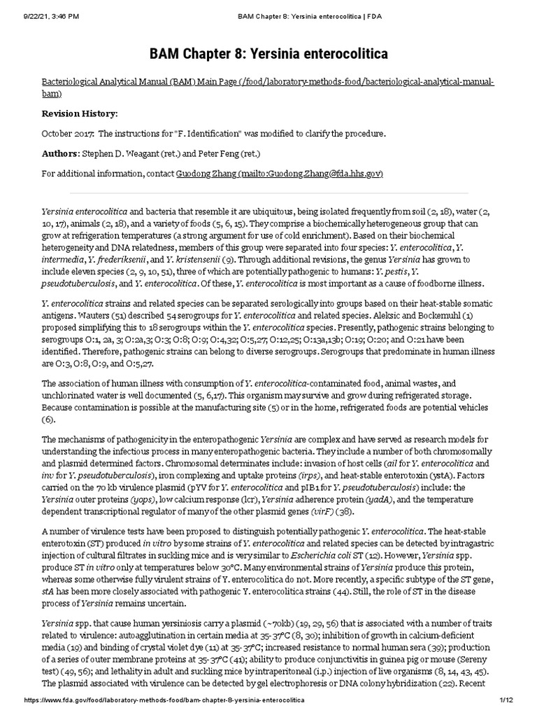 BAM Chapter 8. Yersinia Enterocolitica | PDF | Gene | Virulence