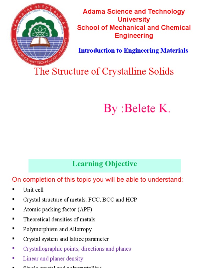 The Structure of Crystalline Solids | PDF | Crystal Structure | Crystal