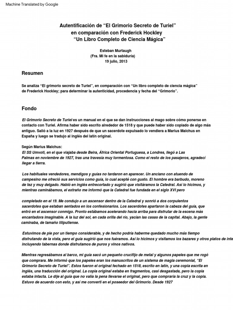 Authentication - of - The - Secret - Grimoire - of Español | PDF ...