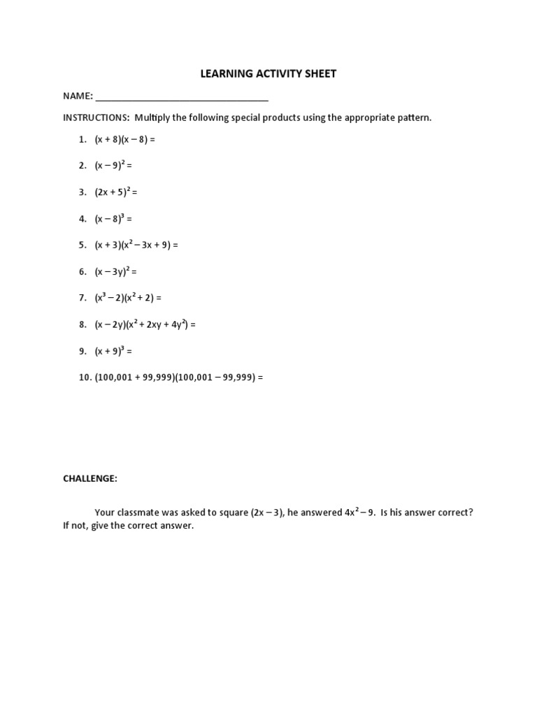 Learning Activity Sheet: Challenge | PDF | Teaching Methods & Materials