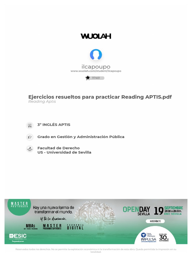 Wuolah-free-Ejercicios Resueltos para Practicar Reading APTIS | PDF