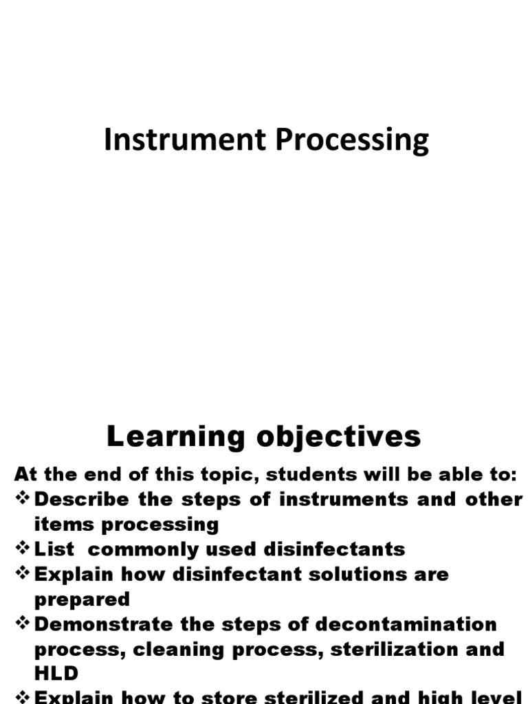 8 Instrument Processing | PDF | Sterilization (Microbiology) | Disinfectant