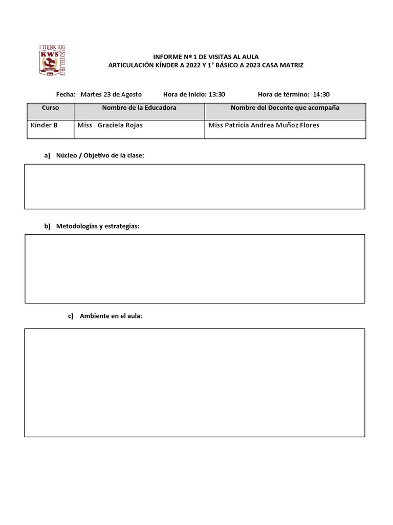 Formato Visita Ala Aula 2022 | PDF