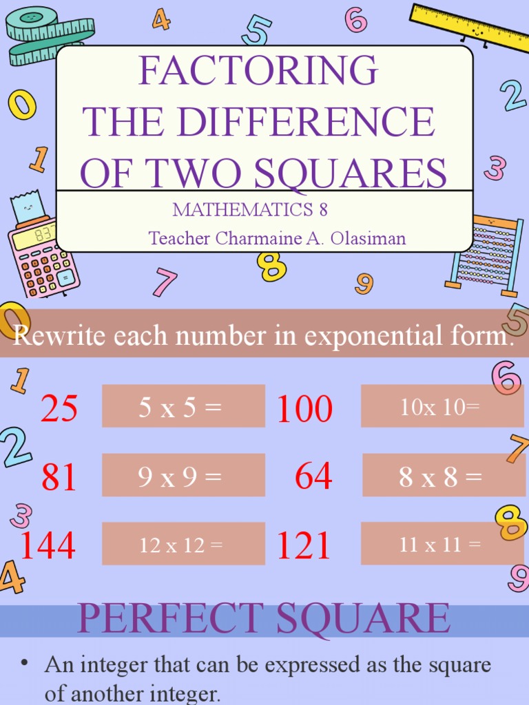 Difference of Two Square | PDF | Factorization | Numbers