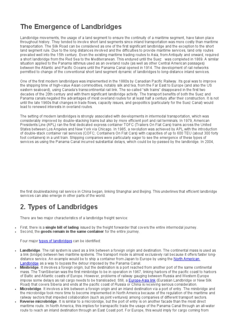 The Emergence of Landbridges | PDF | Intermodal Freight Transport ...