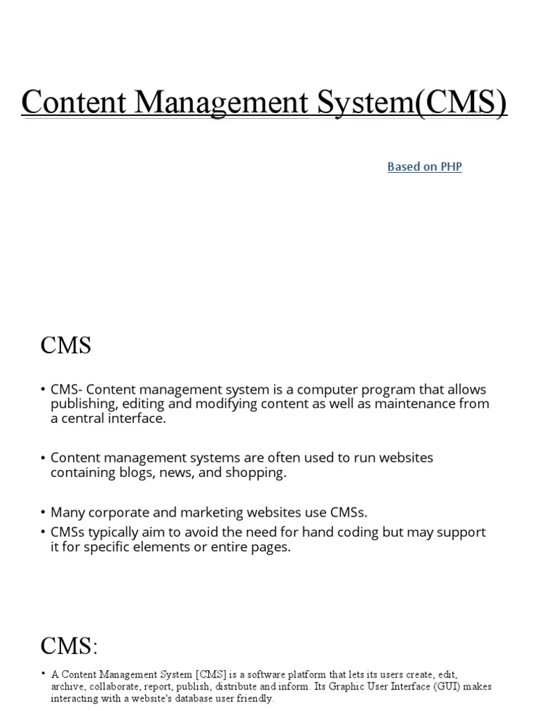 Content Management SystemCMS | PDF | Websites | World Wide Web
