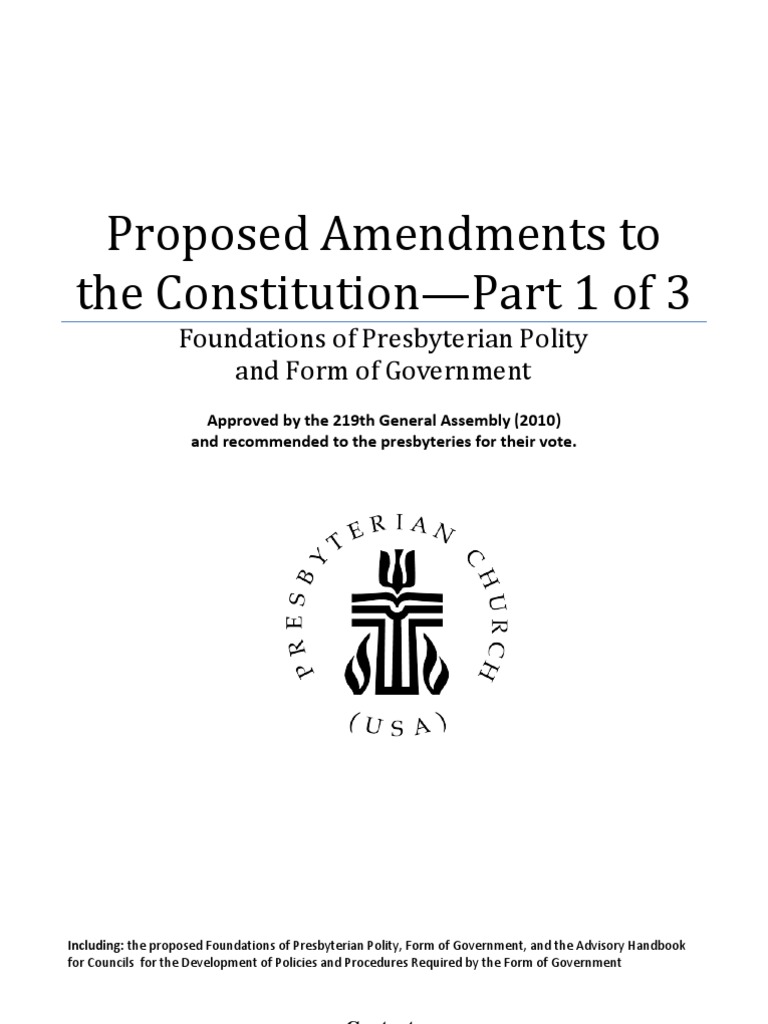 Proposed - Amendments To PCUSA Constitution | PDF | Christian Church ...