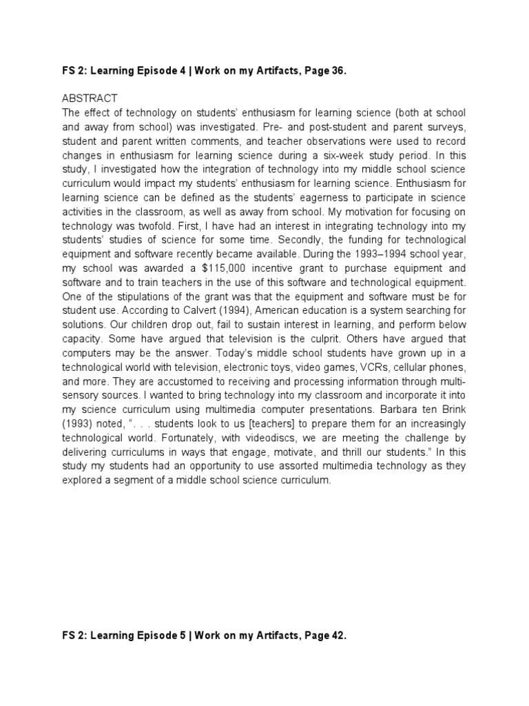 FS 2 - Learning Episode 4-7 | PDF | Learning | Classroom