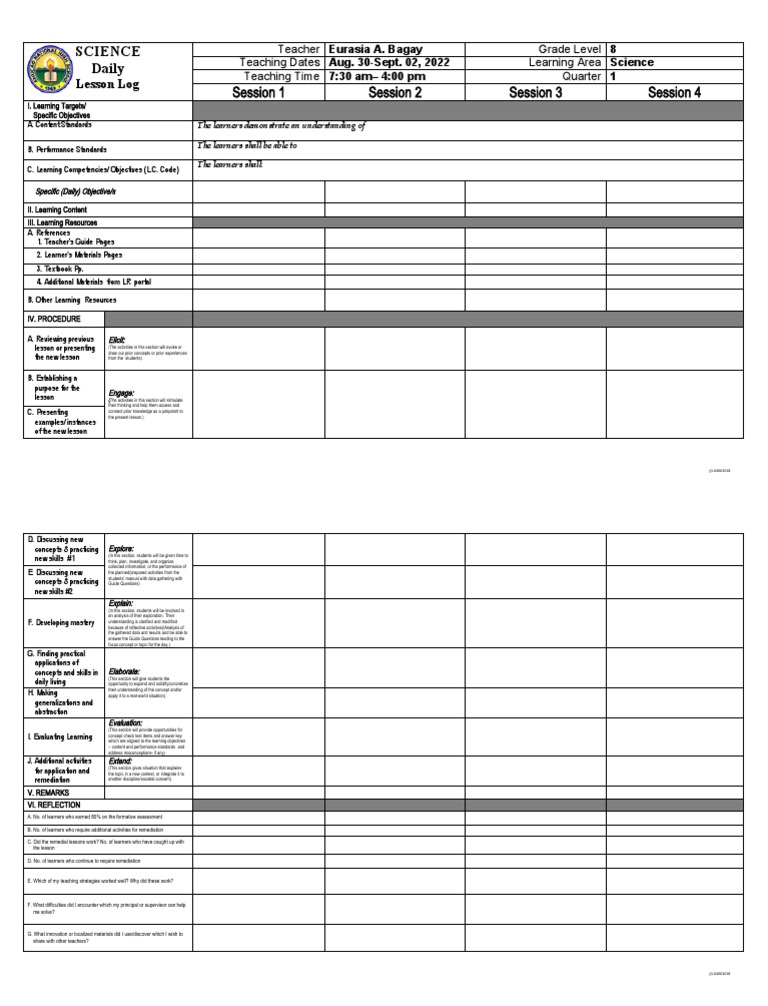 DLL 7Es Template | PDF | Learning | Teaching Method