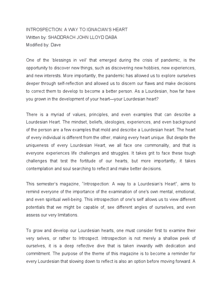 Introspection - A Way To Ignacian's Heart | PDF