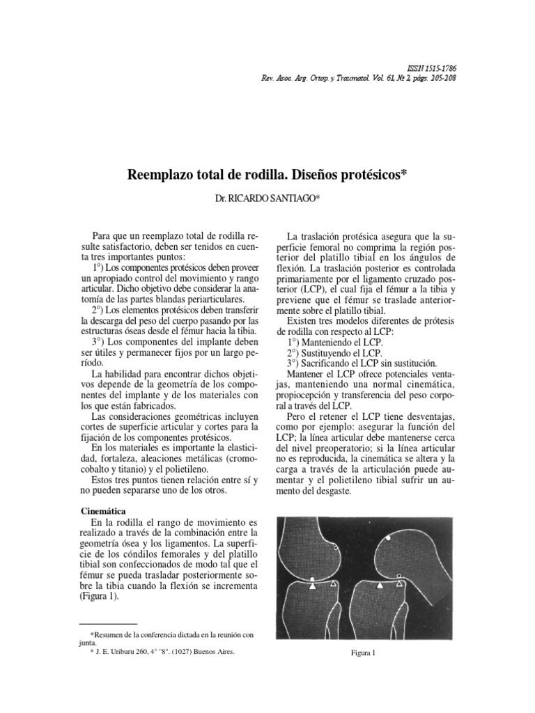 Reemplazo Total de Rodilla. Diseños Protésicos | PDF | Rodilla ...