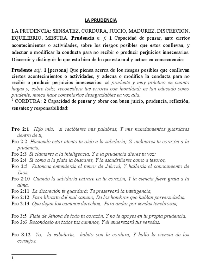 La Prudencia | PDF | Sabiduría | Virtud
