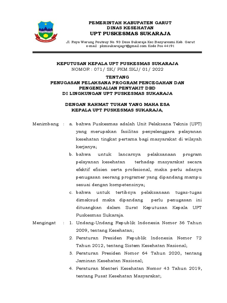 071 SK Pelaksana Program p2p DBD | PDF | Pengembangan Diri | Teknologi & Rekayasa