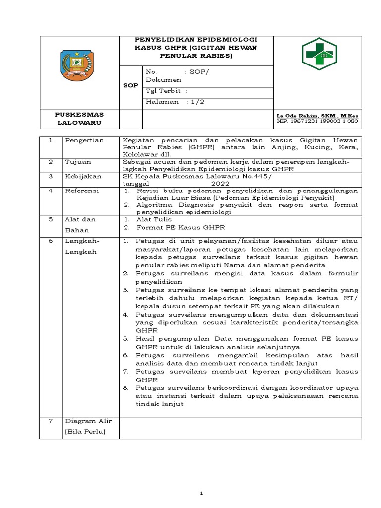 Sop Pe Kasus Rabies 2022 | PDF