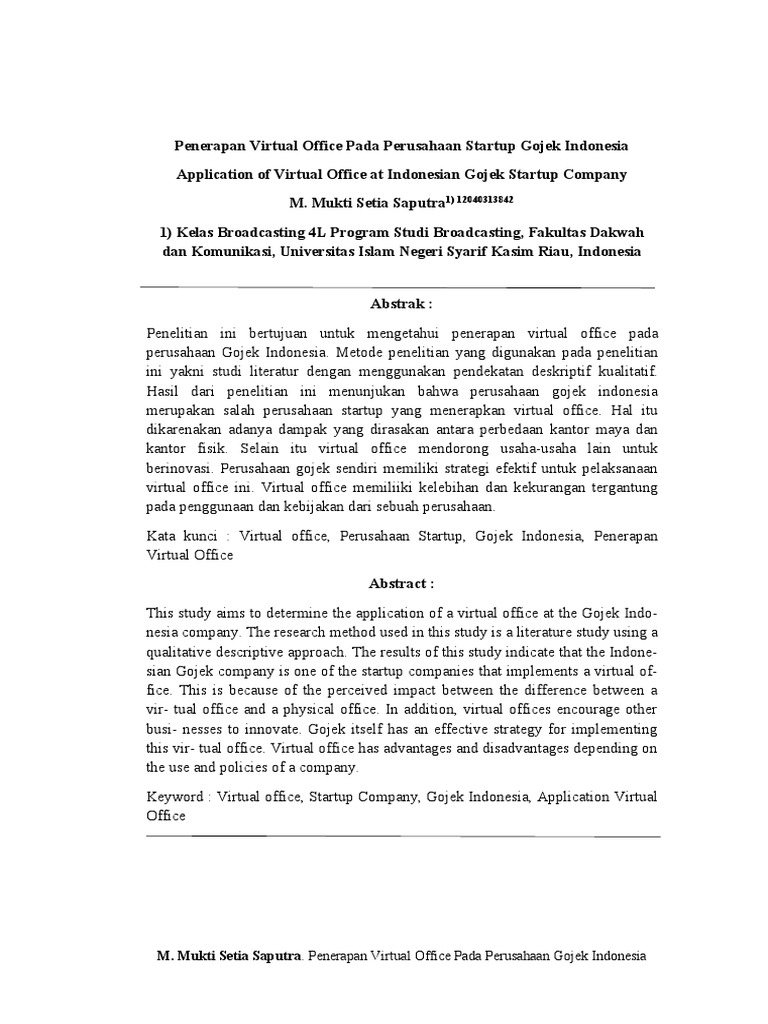 M, Mukti Setia Saputra-12040313842-Jurnal Penerapan Virtual Office Pada Perusahaan Startup Gojek ...