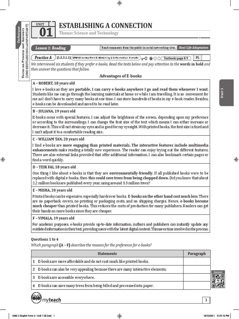 OMG 6 English Form 4 - Unit 1 SE | PDF | Social Media | Popular Culture ...