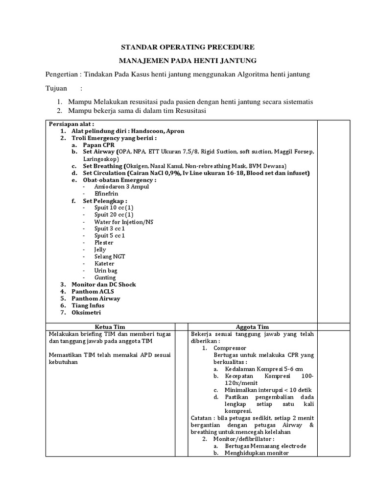 Standar Operating Precedure DC Shock | PDF