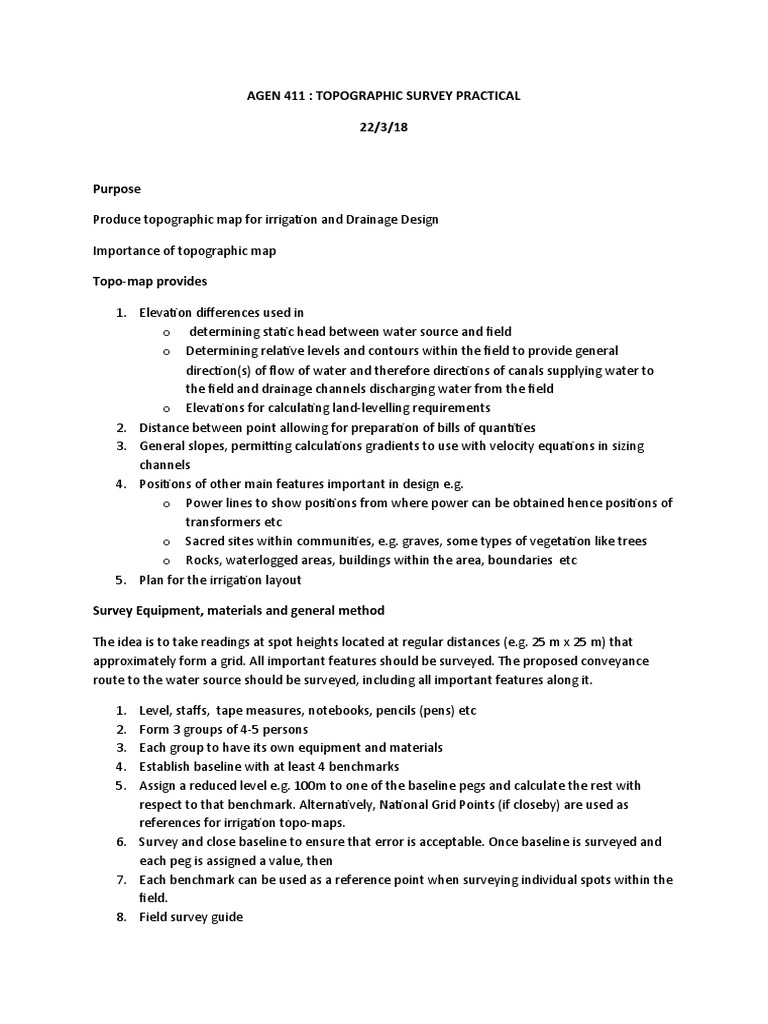 2019 Practical 1 Topographic Survey and Mapping | PDF | Surveying ...