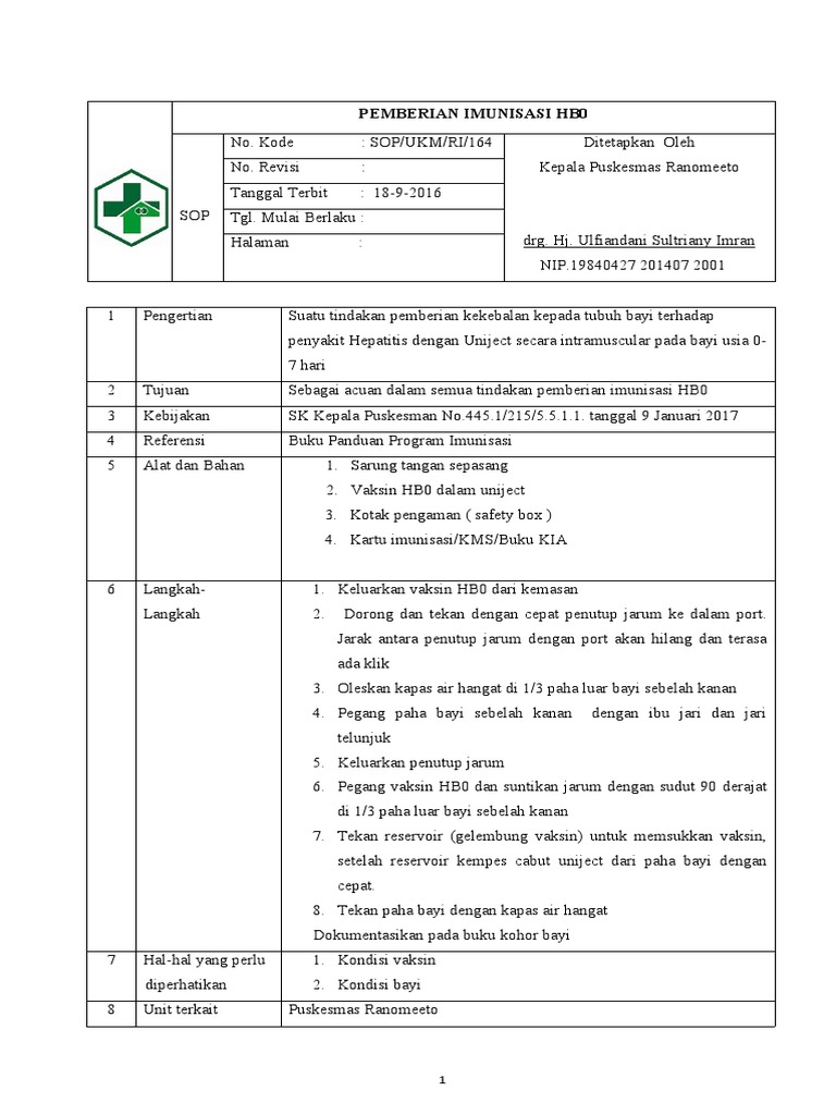 SOP HB0 Baru | PDF
