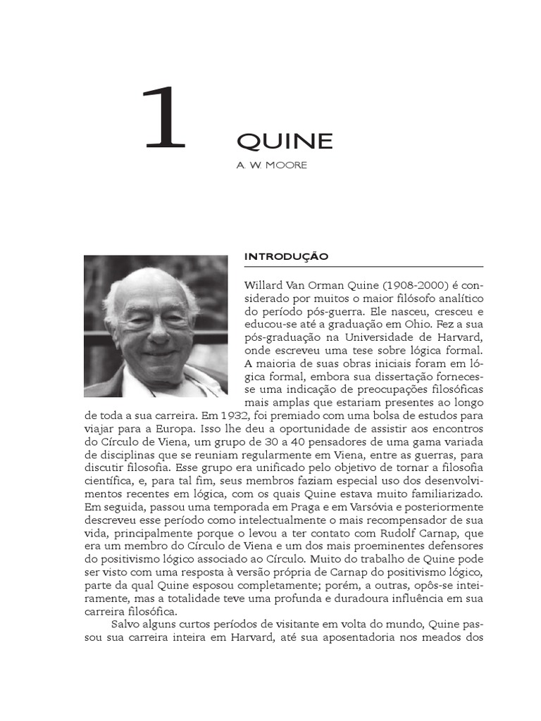 Quine Filosofia Analitica Lógica Naturalismo | PDF | Science | Verdade