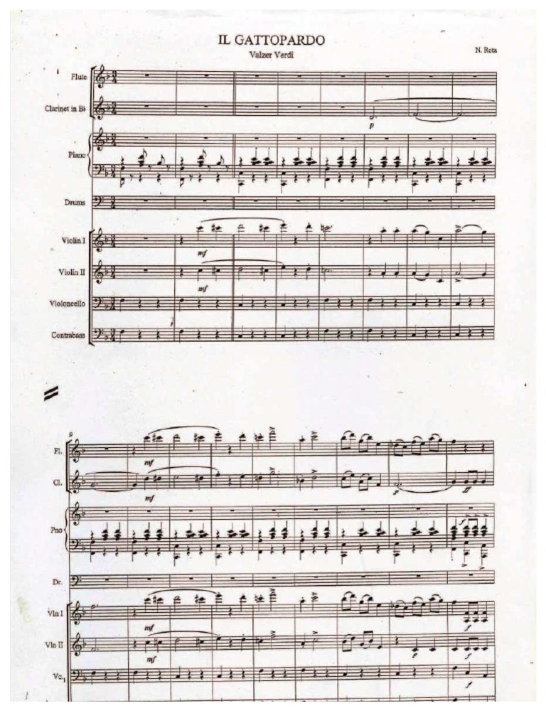 PDF Nino Rota Valzer Dal Gattopardo Partitura Compress | PDF