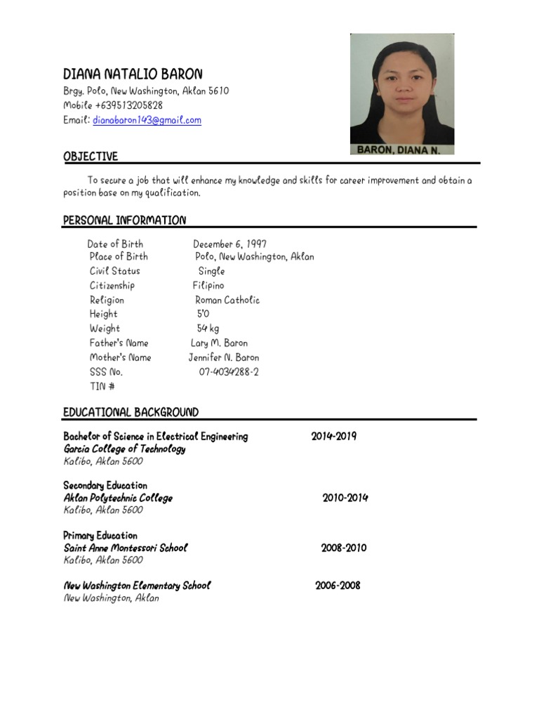 DIANA NATALIO BARON RESUME Final | PDF