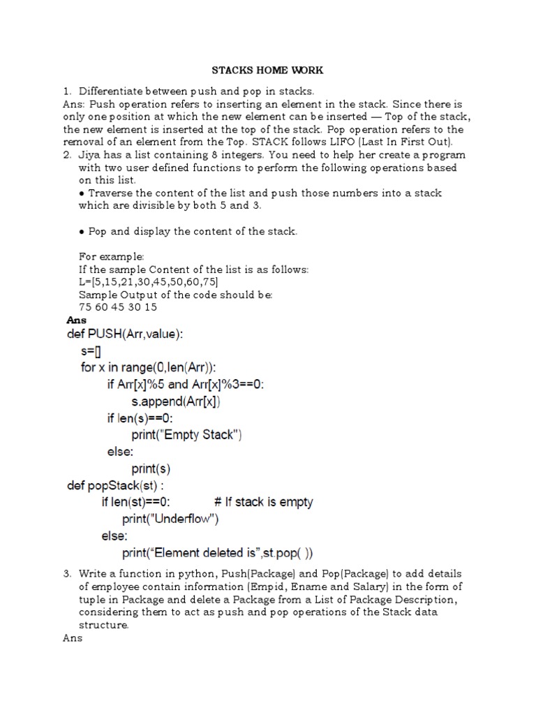 Stacks HW | PDF | Computer Engineering | Information Technology Management