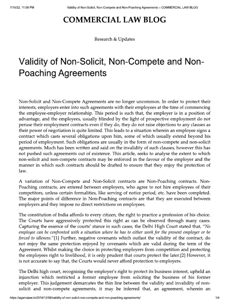Validity of Non-Solicit, Non-Compete and Non - Agama Law | PDF