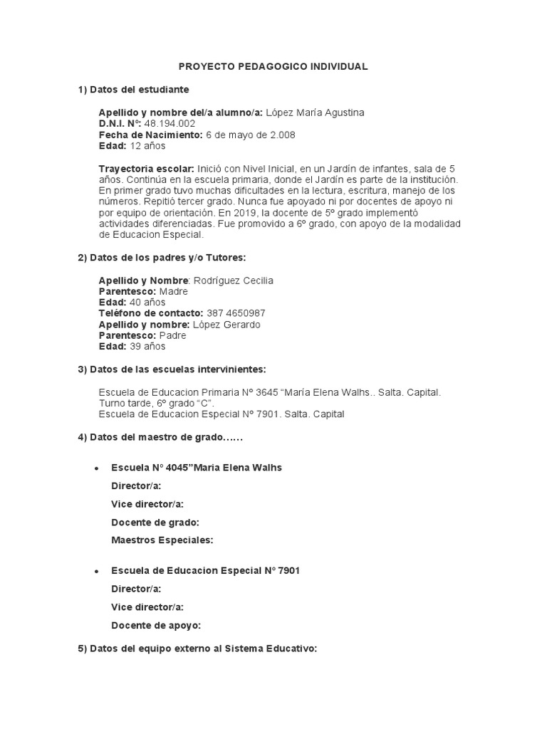 PPI - Modelo | PDF | Evaluación | Educación especial