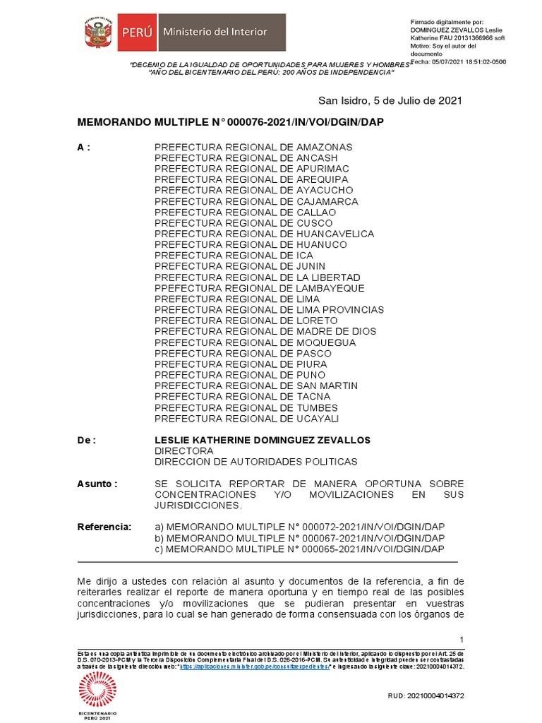 Reporte de Movilizaciones Regionales | PDF | Gobierno | Perú