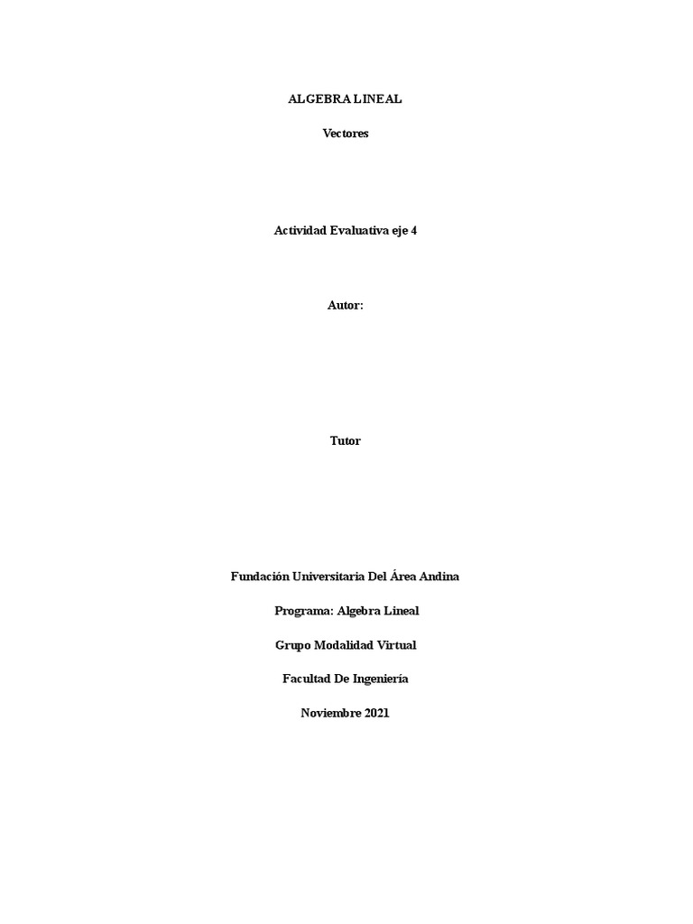 Algebra Lineal Eje 4 | PDF