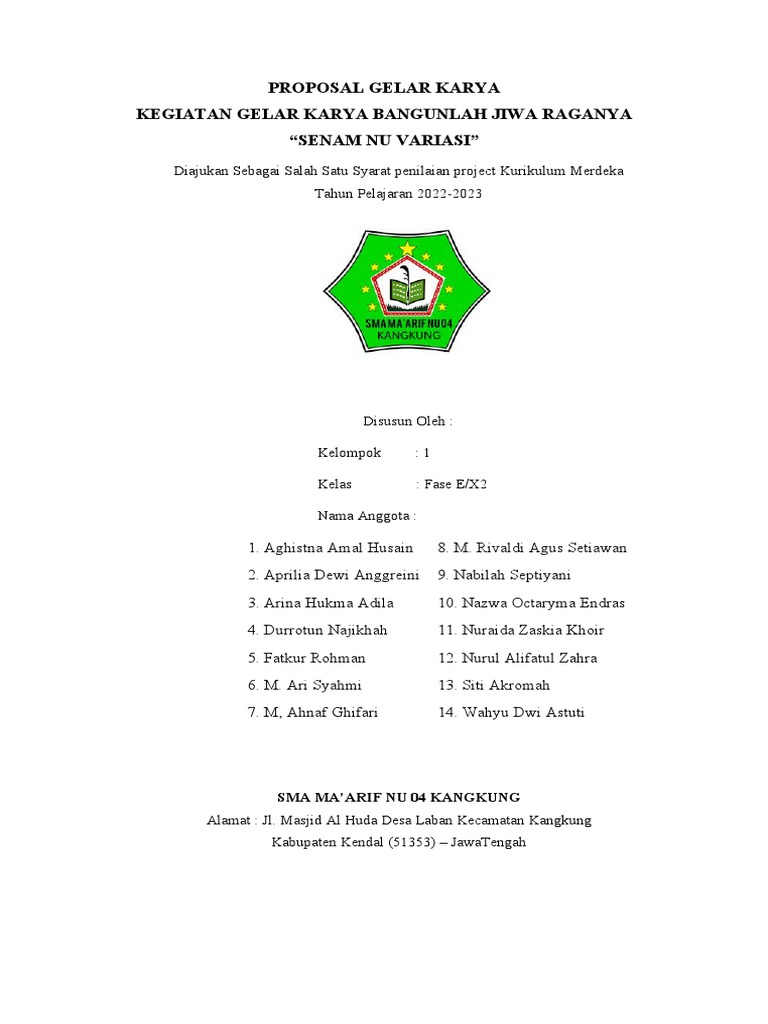 PROPOSAL SENAM NU X2 Kel 1 | PDF