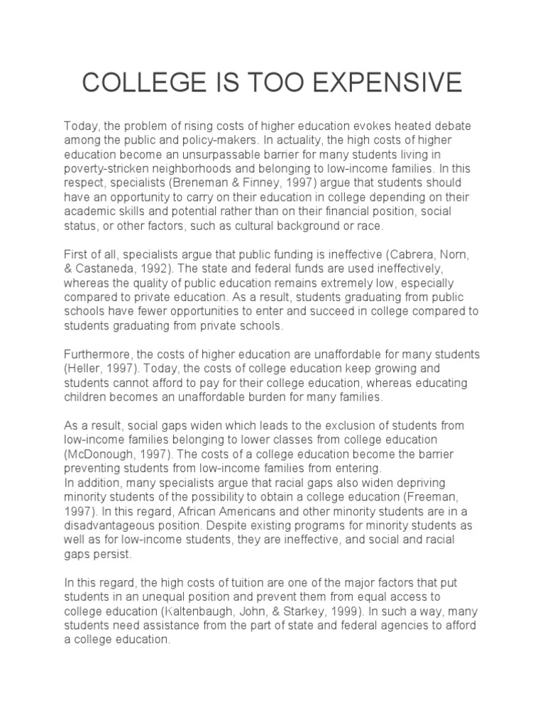 College Is Too Expensive | PDF | Cost Of Living | Poverty