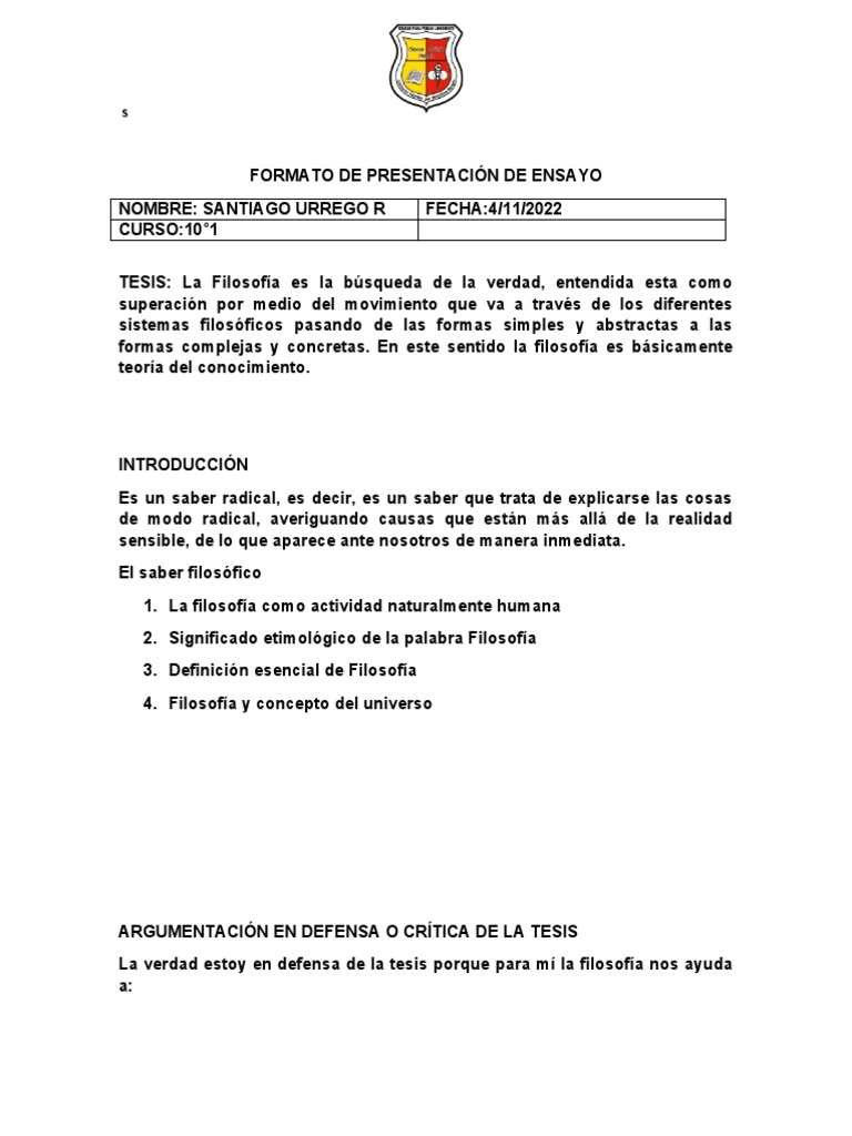 Formato de Presentación de Ensayo | PDF