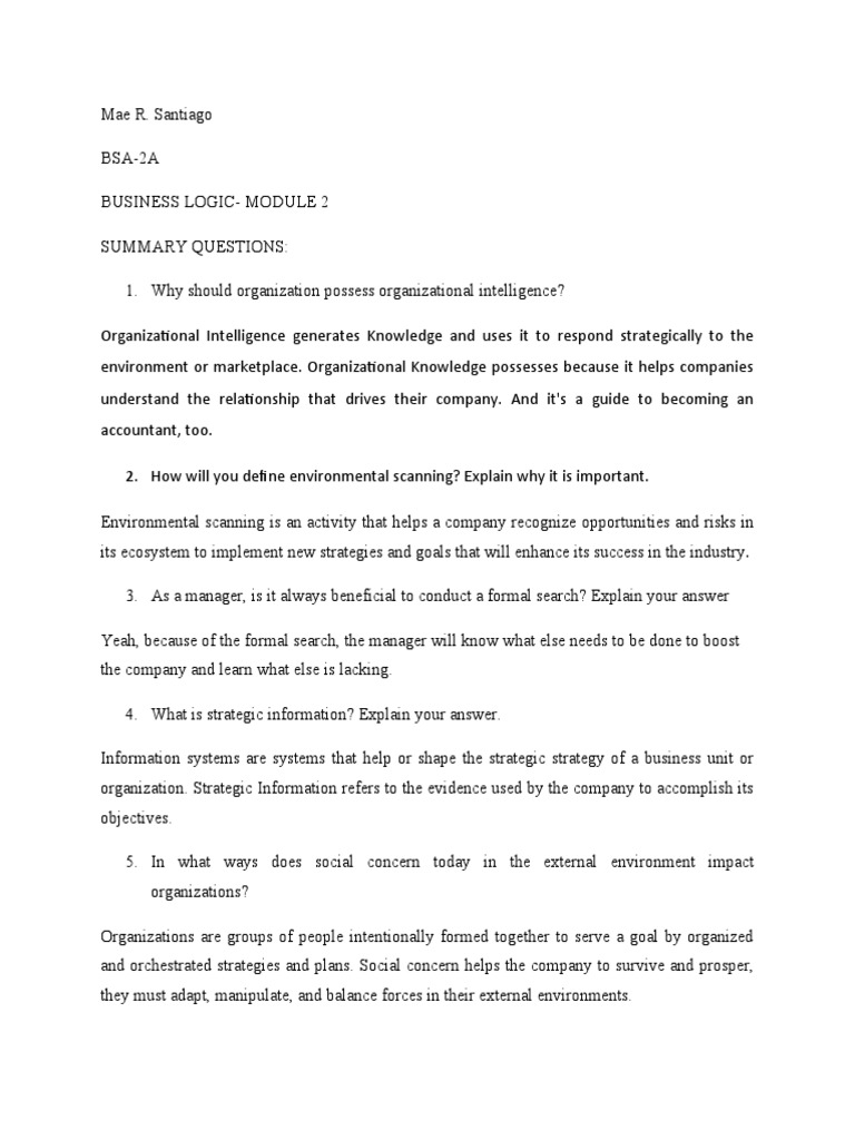 Business Logic - Module 2 | PDF | Swot Analysis