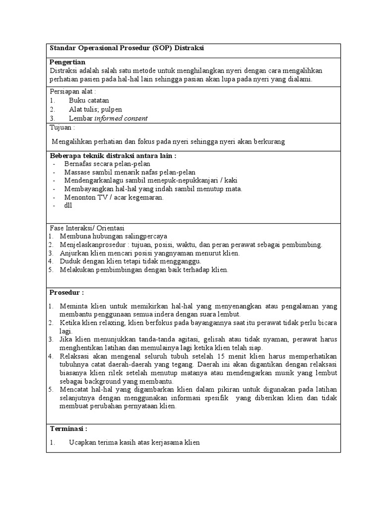 SOP Distraksi Relaksasi | PDF