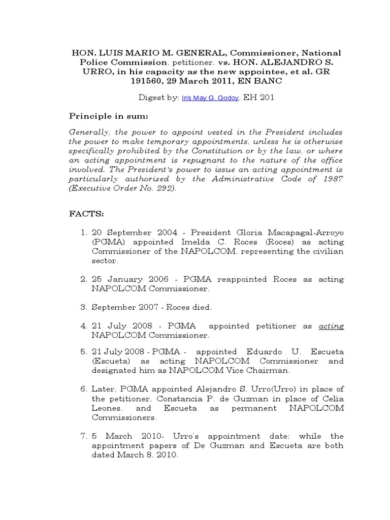 General v. Urro - 2011, Godoy, Eh 201 | PDF | Government Institutions ...